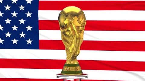 FIFA World cup trophy and America (USA) ... | Stock Video | Pond5