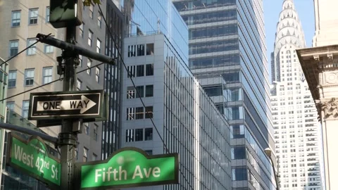 Fifth avenue, 5 ave road sign, Manhattan... | Stock Video | Pond5