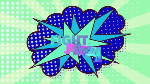 Fight Fight text in a speech bubble over... | Stock Video | Pond5