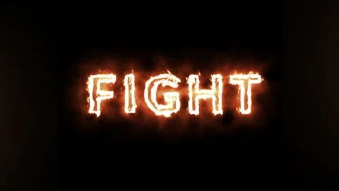 Fight lettering animation with fire text... | Stock Video | Pond5