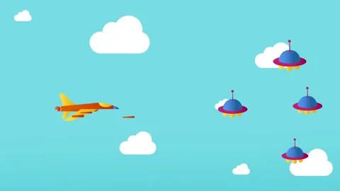 Fighter aircraft animation firing at fly... | Stock Video | Pond5