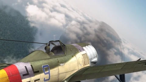 Fighter Airplane from WW2 in flight in t... | Stock Video | Pond5