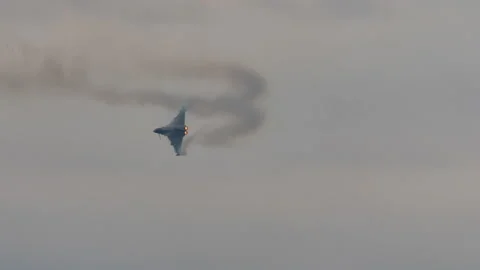 Fighter jet does an high performance tur... | Stock Video | Pond5
