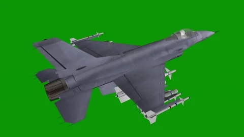 A fighter jet flying through green scree... | Stock Video | Pond5
