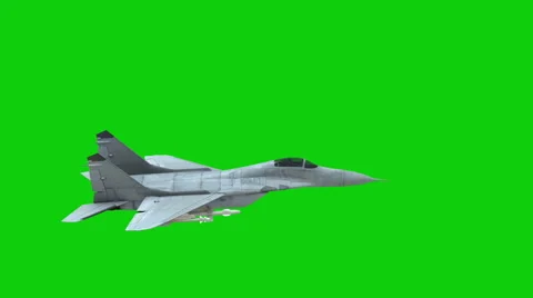 Fighter jet, military plane on green bac... | Stock Video | Pond5
