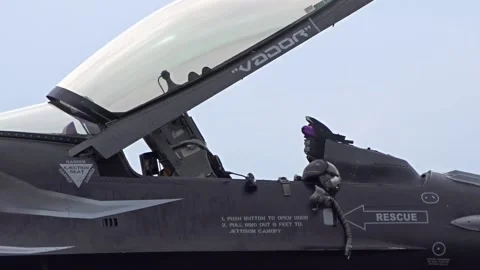Fighter Jet with Open Cockpit | Stock Video | Pond5