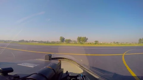 Fighter jet turning to the main runway, ... | Stock Video | Pond5