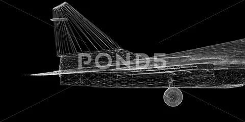 Fighter plane model, body structure, wire model ~ Clip Art #42489979