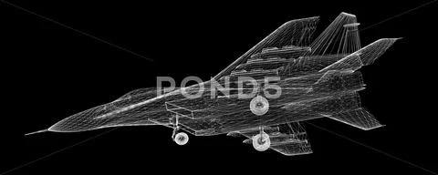 Fighter plane model, body structure, wire model Illustration #42490172