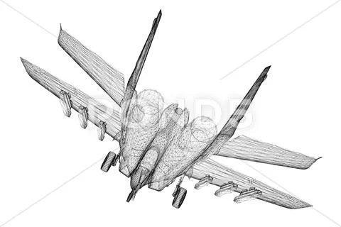 Fighter plane model, body structure, wire model Illustration #42693964