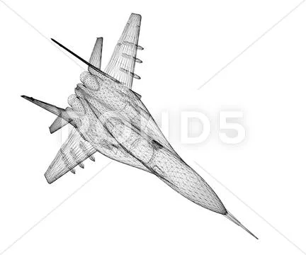 Fighter plane model, body structure, wire model: Royalty Free #42694206