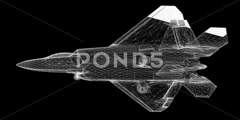 Fighter plane model, body structure, wire model Illustration #42849688