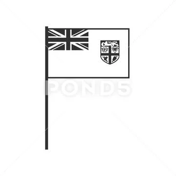 Fiji flag icon in black outline flat design ~ Clip Art #101768971