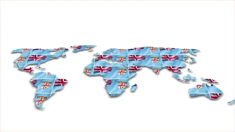 Fiji flag wave 3d earth map animation wh... | Stock Video | Pond5