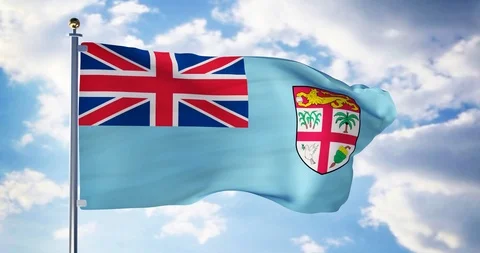 Fiji flag waving in the wind shows fijia... | Stock Video | Pond5
