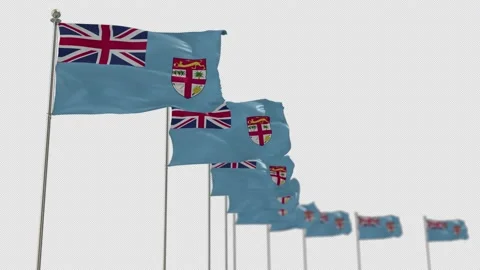 Fiji Row Of Flags Animation Include Alp... | Stock Video | Pond5