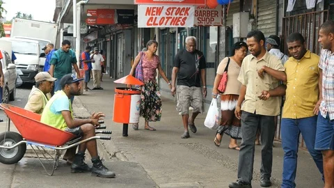 Fiji Suva street scene with Fijian peopl... | Stock Video | Pond5