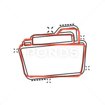 File folder icon in comic style. Documents archive vector cartoon ...