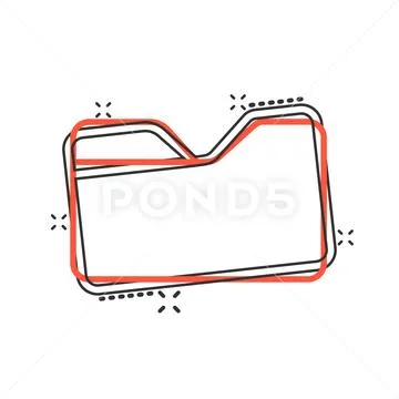 File folder icon in comic style. Documents archive vector cartoon ...