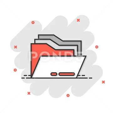 File folder icon in comic style. Documents archive cartoon vector ...