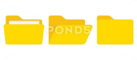 File folder icon set. Open folder and close folder with documents ...