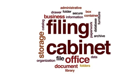 Filing cabinet animated word cloud, text... | Stock Video | Pond5
