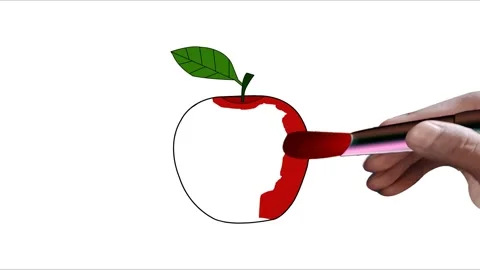 Fill color in Apple outline drawing anim... | Stock Video | Pond5