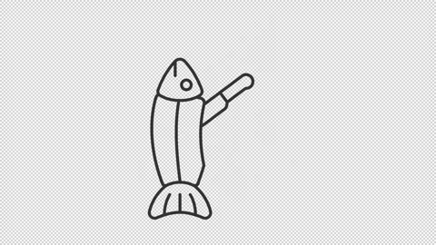 Fillet carving fish icon animation | Stock Video | Pond5