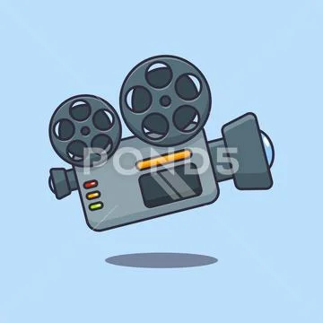Film camera. cartoon vector illustration.: Graphic #292944629
