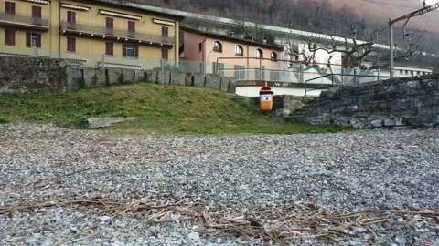 filming of Capolago's station with drone... | Stock Video | Pond5