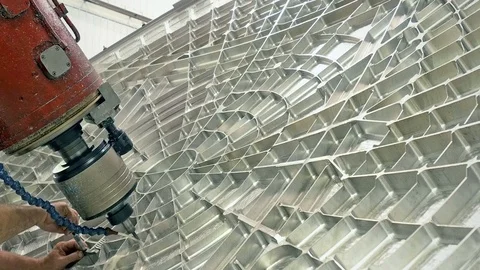 Final machining of Orion Aft Bulkhead fo... | Stock Video | Pond5