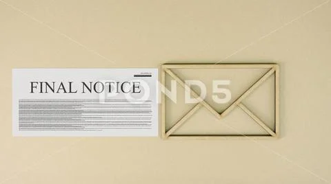 Final notice and the envelope icon on cardboard background Stock Image ...