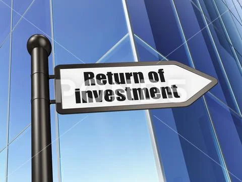 Finance concept: sign Return of Investment on Building background ...
