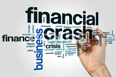 Financial crash word cloud concept on grey background Stock Image #73461976