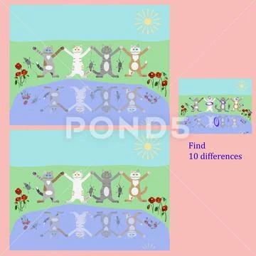 Find 10 differences rebus for children under 6 years old, presented by ...