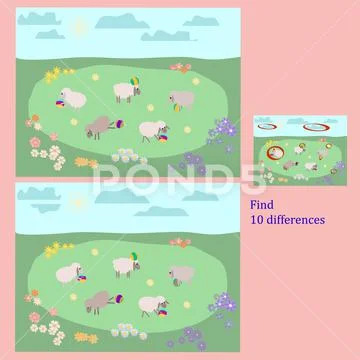 Find 10 differences rebus for children under 6 years old, presented by ...