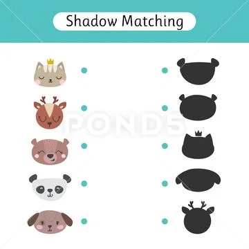 Find the correct shadow. Shadow matching game for kids. Worksheets with ...