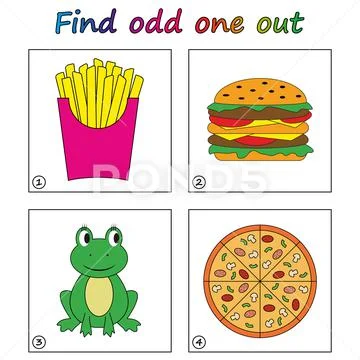 Find odd one out - game for kids. Worksheet. Visual Educational puzzle ...