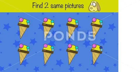 Find same pictures. Children education game, iq test: Royalty Free ...
