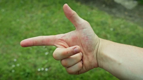 Finger Guns Tick Gesture White Male Hand... | Stock Video | Pond5