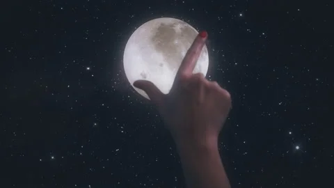Finger Pinch Zoom In Full Moon In Starry... | Stock Video | Pond5