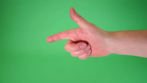 Finger point on Green screen Chromakey | Stock Video | Pond5