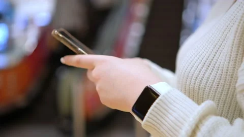 Finger of woman touching scroll page app... | Stock Video | Pond5