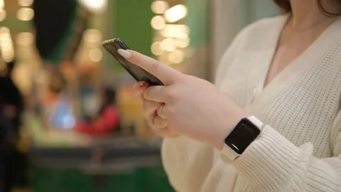 Finger of woman touching scroll page app... | Stock Video | Pond5