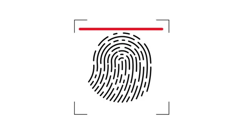 Fingerprint scan icon animation on white... | Stock Video | Pond5