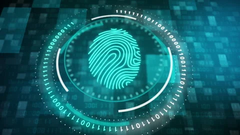 Fingerprint scanner on blue background w... | Stock Video | Pond5