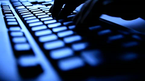 fingers typing on a keyboard (blue color... | Stock Video | Pond5