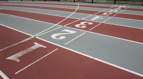 Finish line in stadium with 4k resolutio... | Stock Video | Pond5
