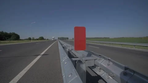 finished road, road signs, barrier fenci... | Stock Video | Pond5