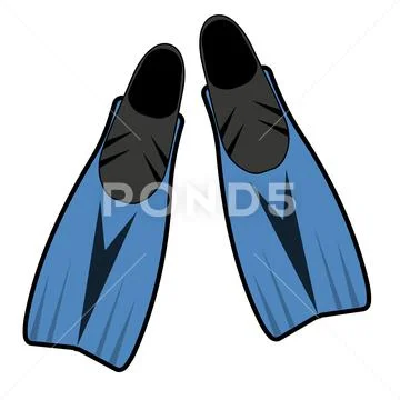 Fins for scuba diving, color vector illustration in cartoon style ...